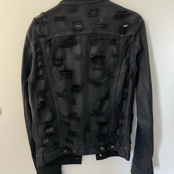 christian dada | Jackets & Coats | Christian Dada Black Waxed Destroyed ...